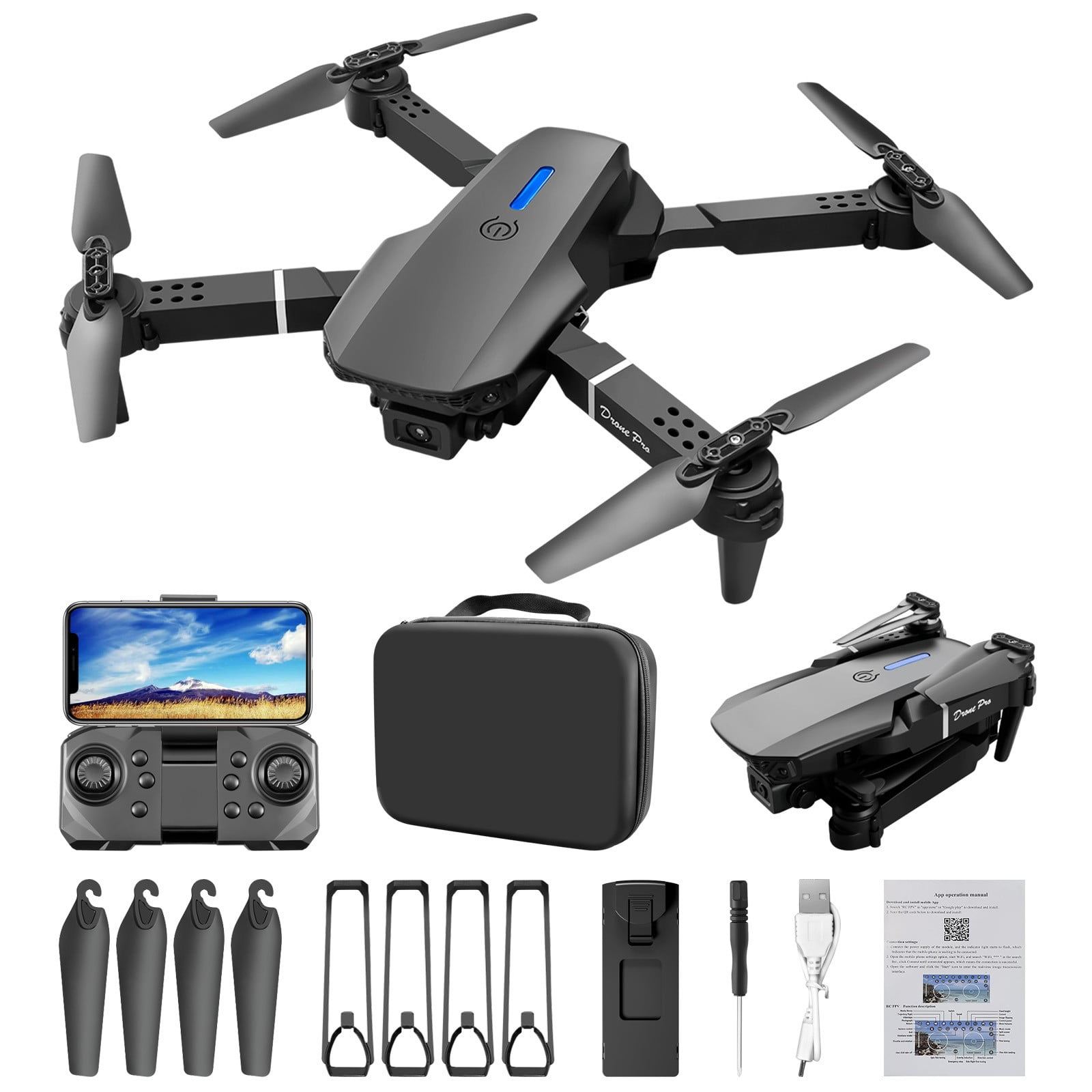 FFENYAN Dual Camera FPV Drone with 1080P Camera 2.4G WIFI FPV RC Quadcopter with Brushless Motor Altitude Hold System Gesture Control Eadless Mode for