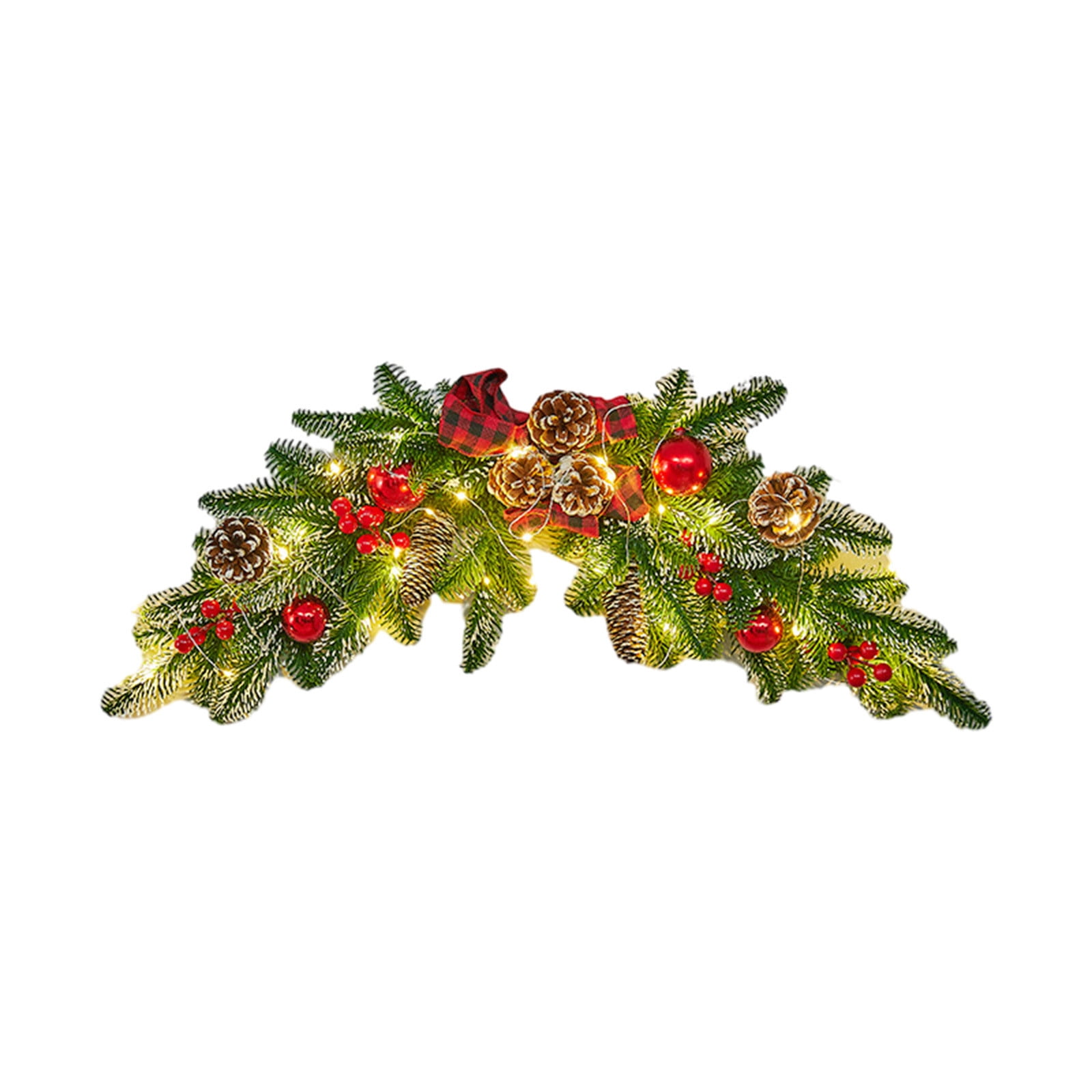 Dengmore Christmas Wreath With Lights Christmas Prelit Ribbon Wreath ...