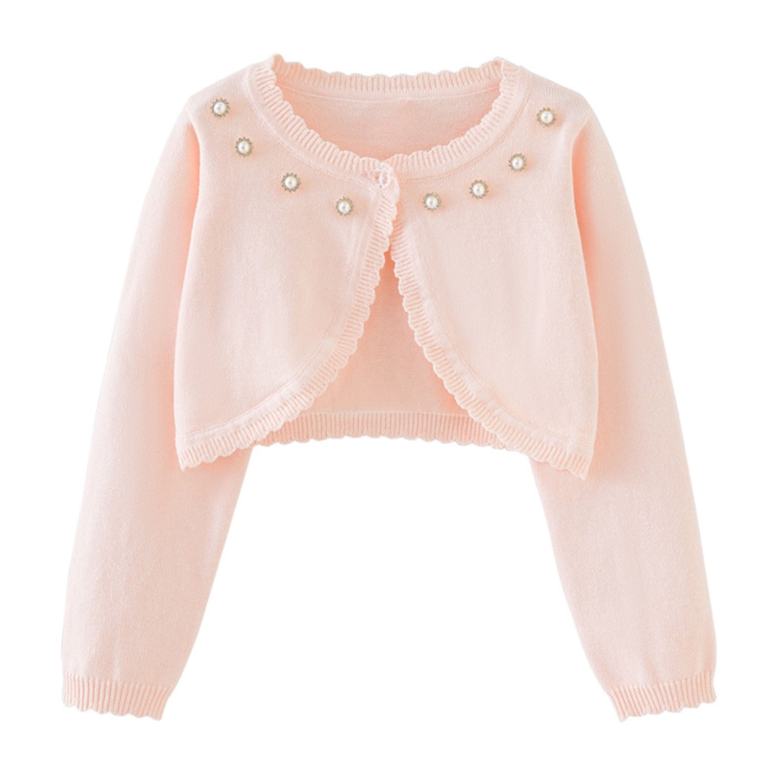 FFENYAN Girls Pearl Embellished Cardigan Long Sleeve Sweater Cute Knit ...