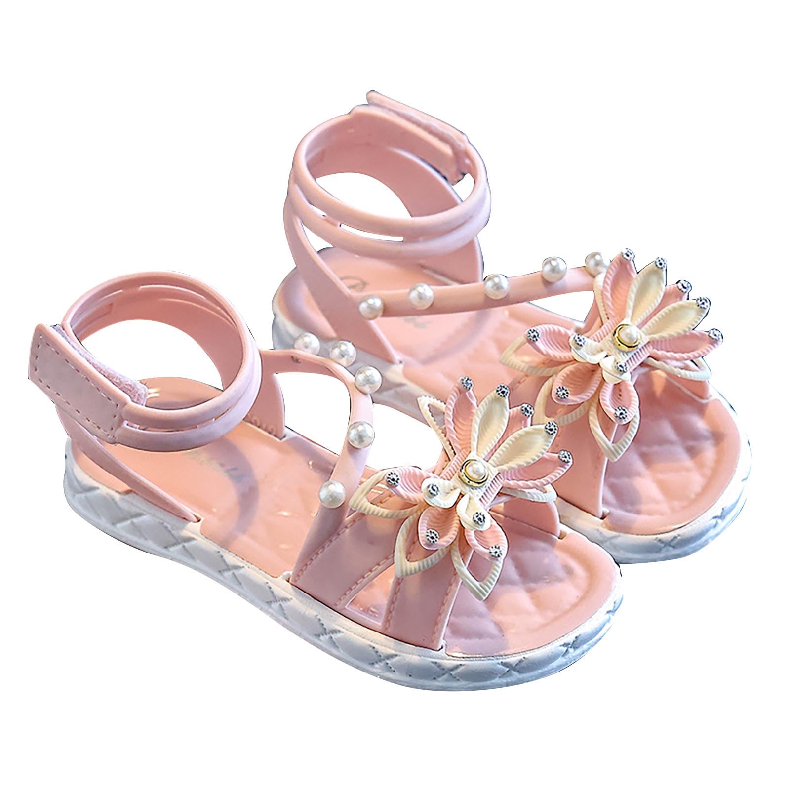 FFENYAN Girls Summer Floral Rhinestone Non-Slip Soft Bottom Beach ...