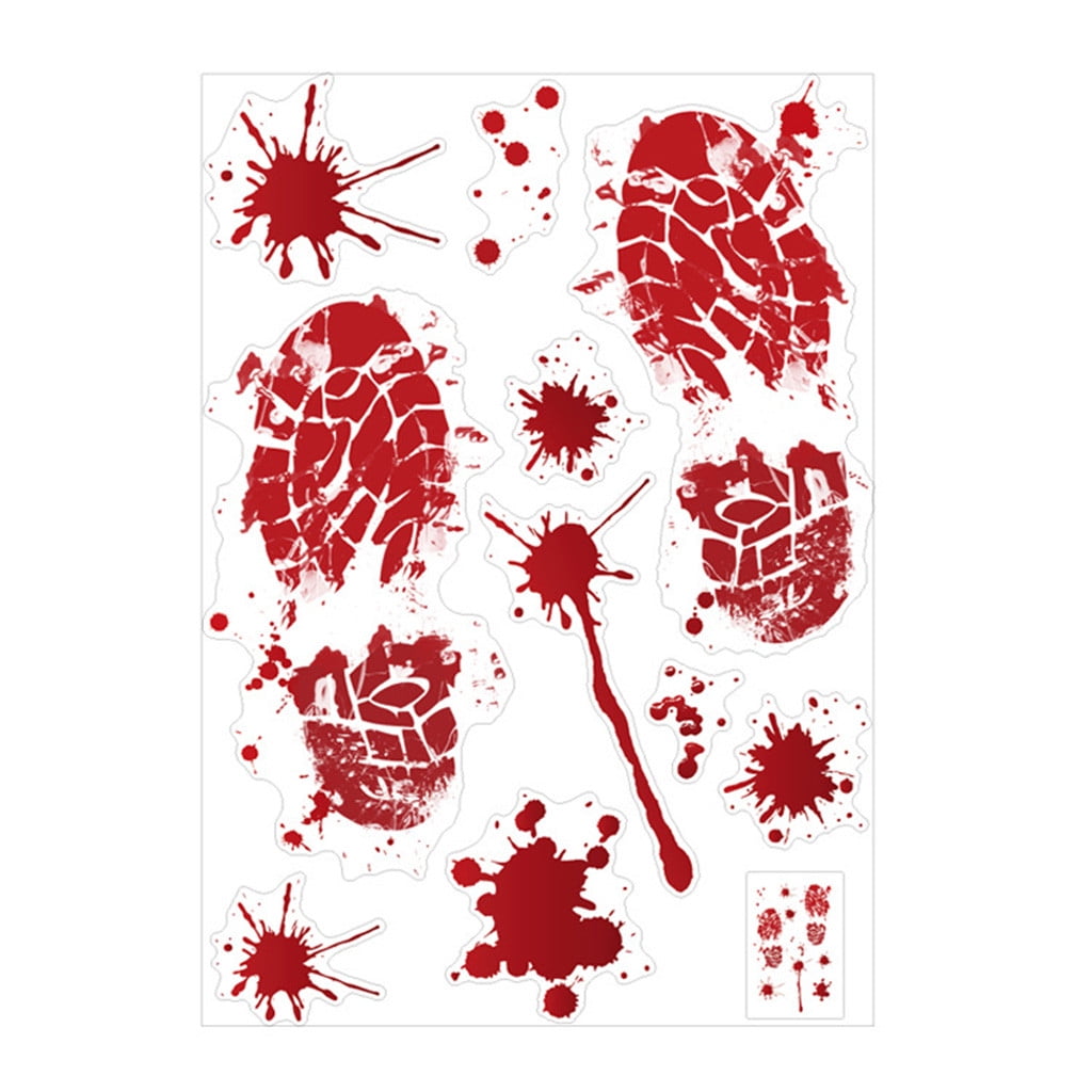 FFENYAN Halloween Bloody Handprints Bloody Footprints Wall Stickers ...