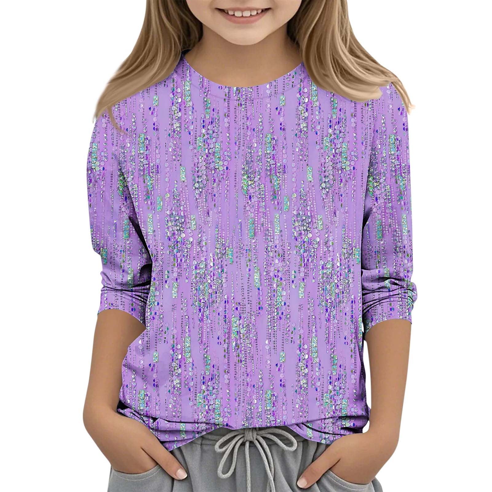 FFENYAN Kids 3/4 Sleeve Printed Round Neck Top for Boys and Girls ...
