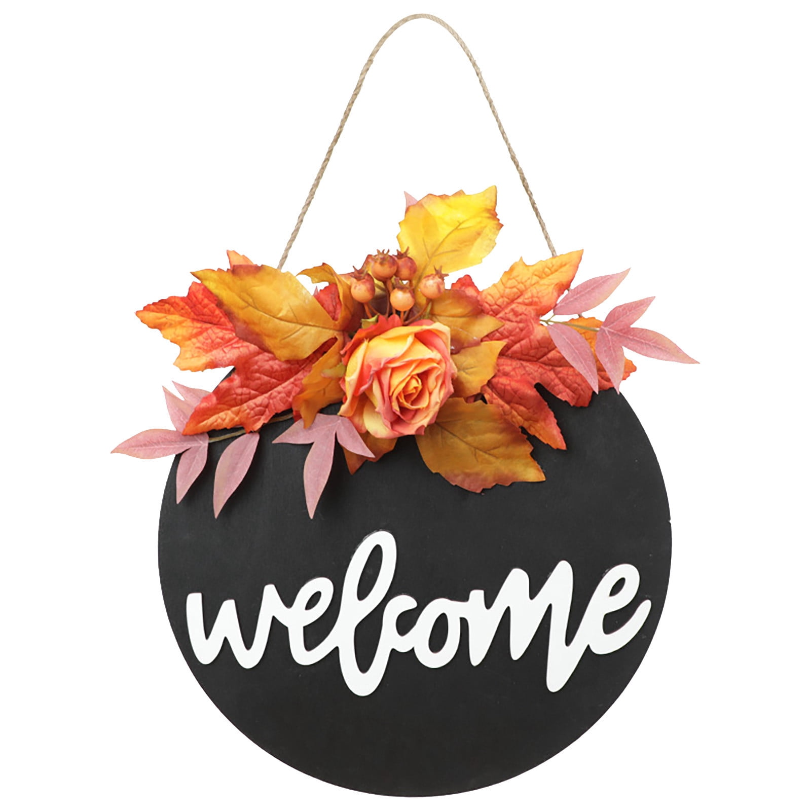 FFENYAN Orange Fall Door Sign Thanksgiving Decoration Welcome Door Sign ...