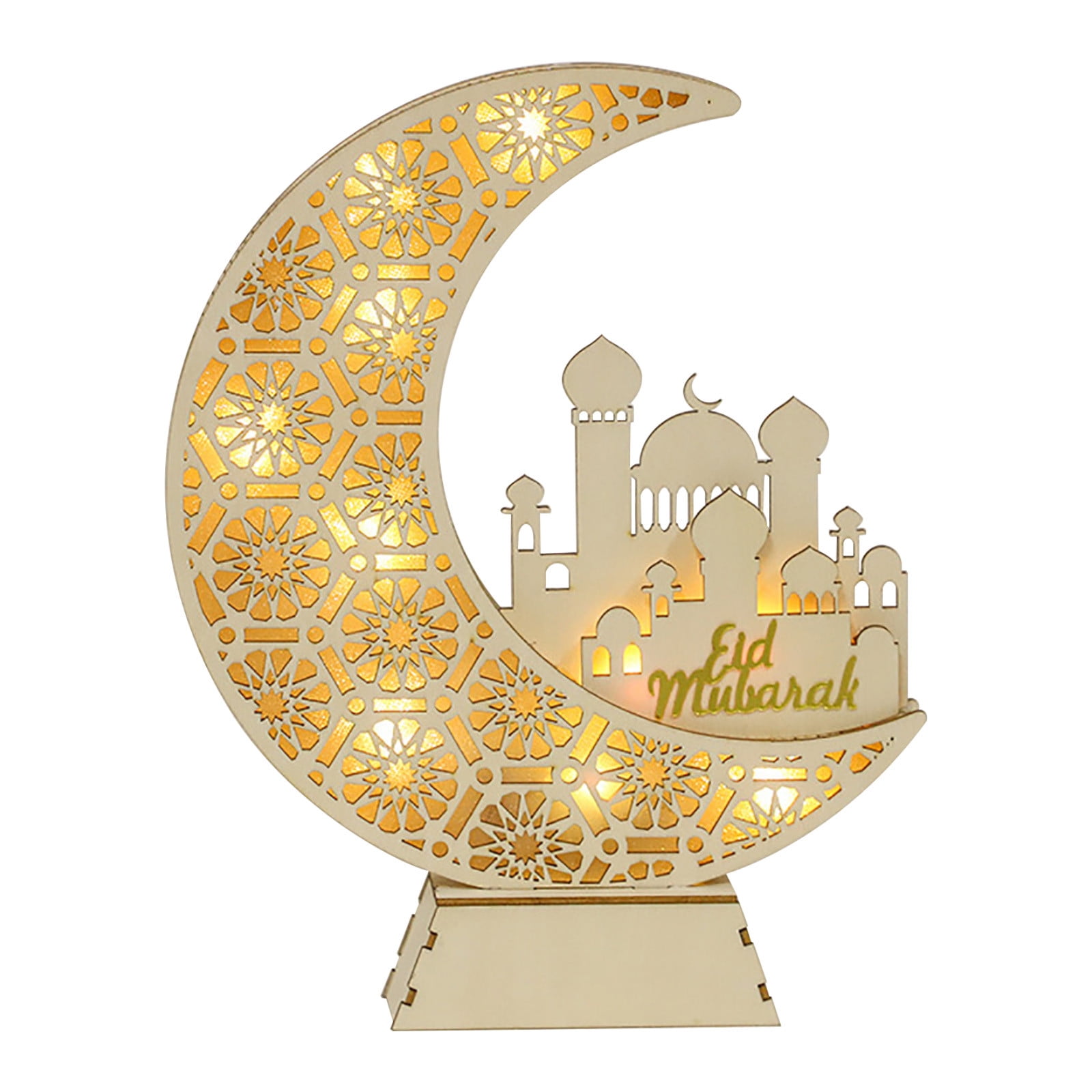 FFENYAN Ramadan Wooden Moon Lamp Night Light Eid Mubarak LED Light Star ...