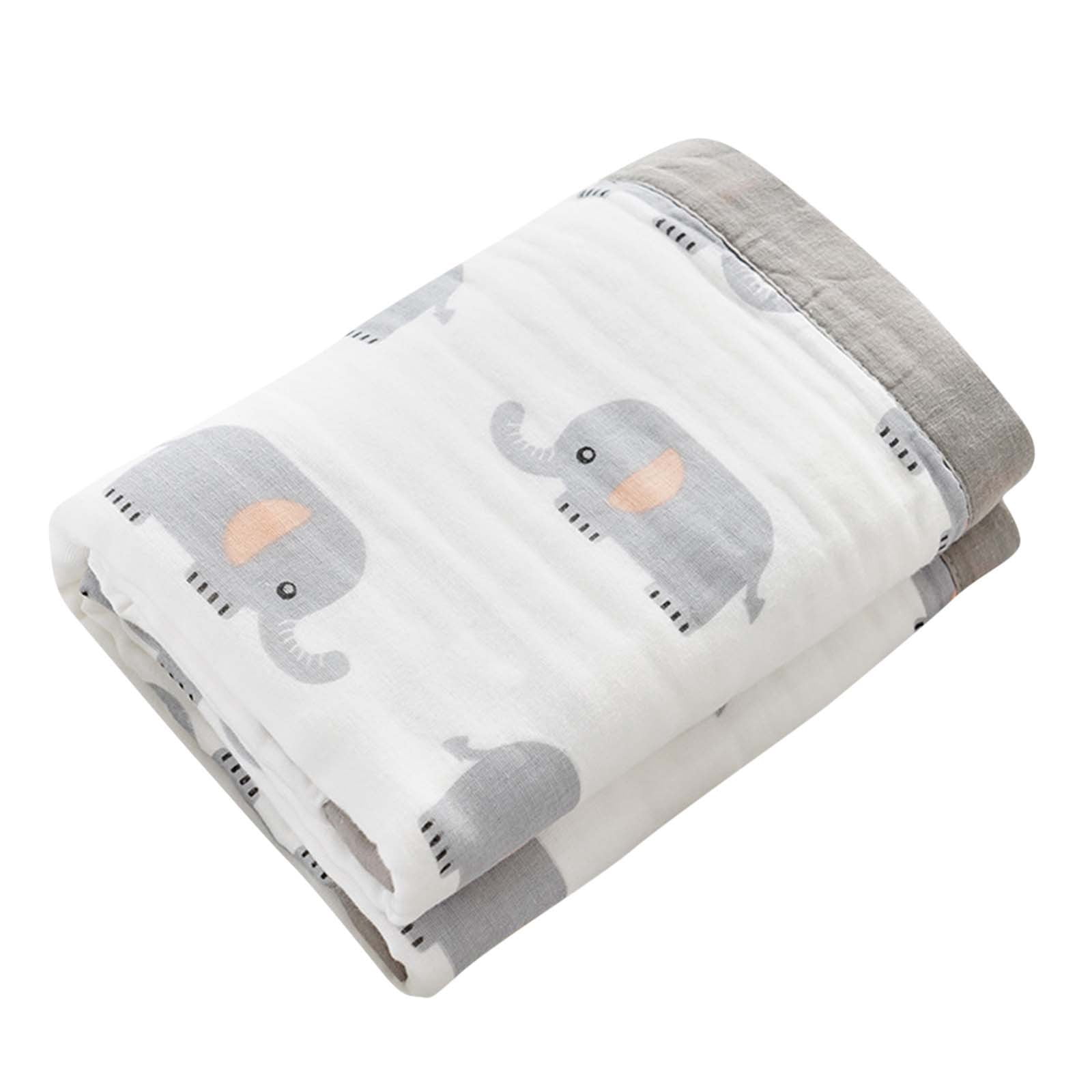 FFENYAN Six Layers Muslin Baby Bath Towel with Adorable Elephant Print ...