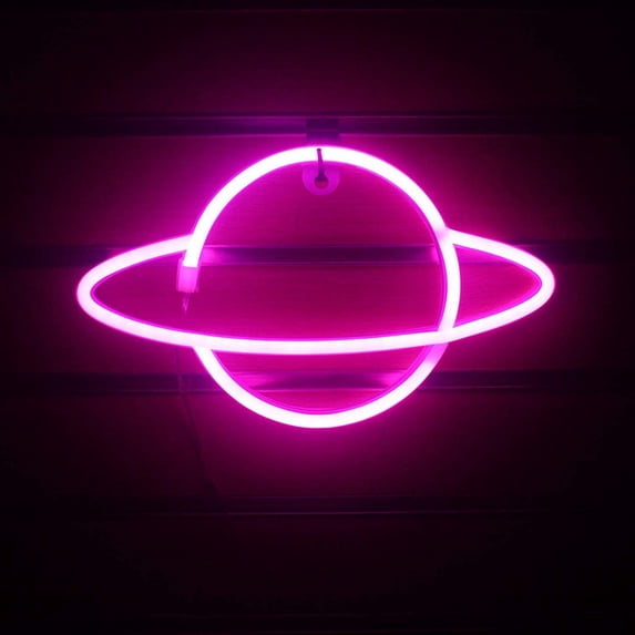 FFENYAN Warm Small Night Light Unique Design LED Planet Neon Light ...