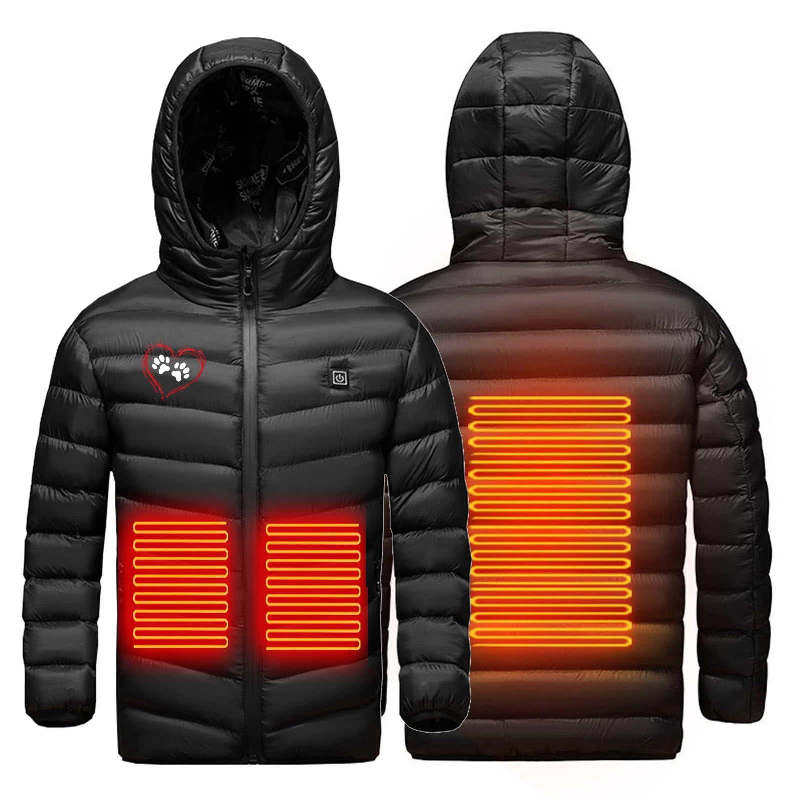 FFENYAN Winter Kids Electric Heated Coat with Red Heart Paw Print USB ...