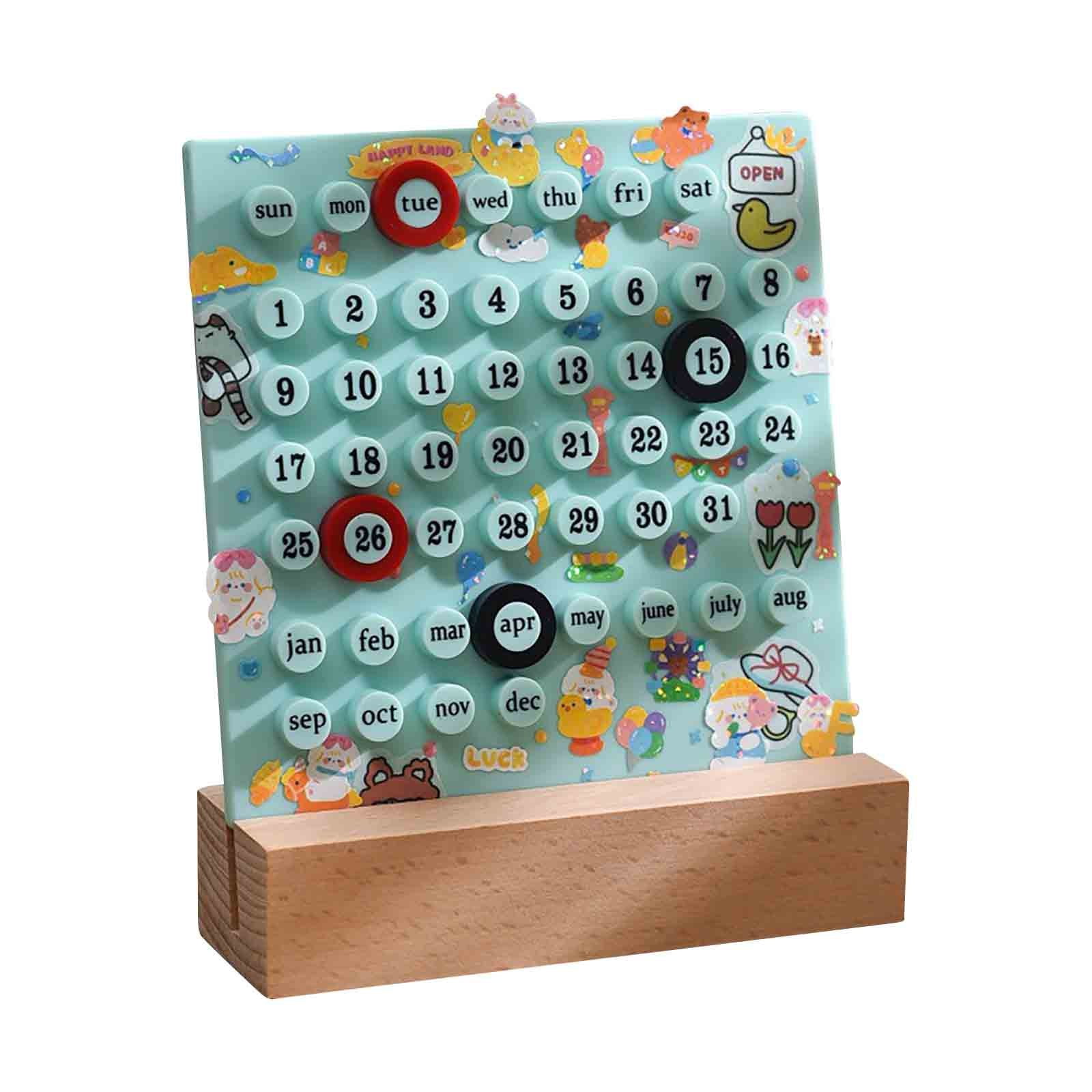 FFENYAN Wood Desktop Calendar Loop Calendar Table Ornament Good ...