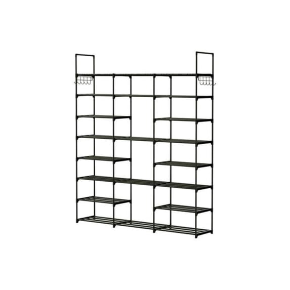 FFF-3-8-GPCT3947 8-Tier 3-Row Shoe Rack with Metal Storage Shelf Free ...