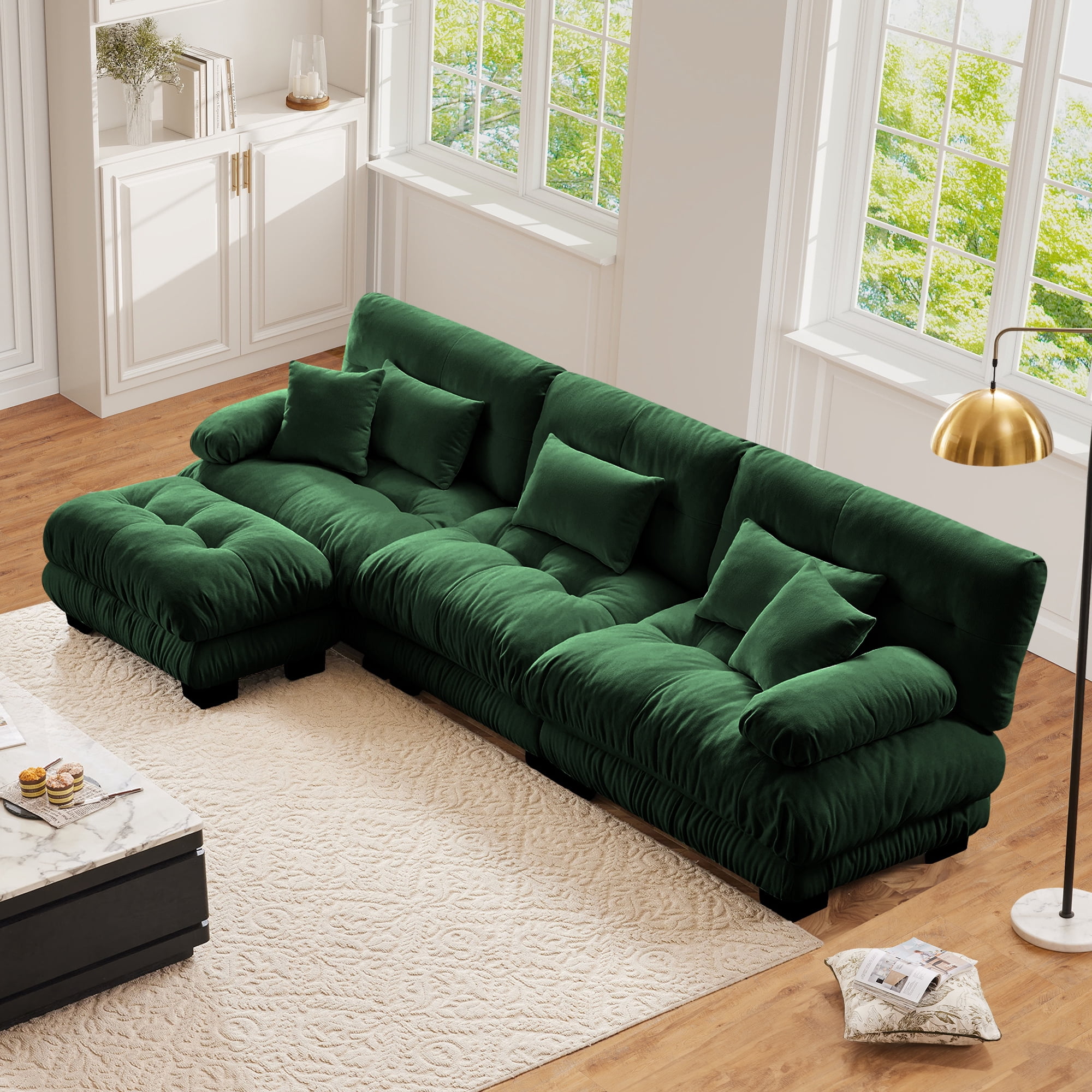 FFH 133.8" Oversized Cloud Sofa, Sectional Couches with Ottoman, Modern ...