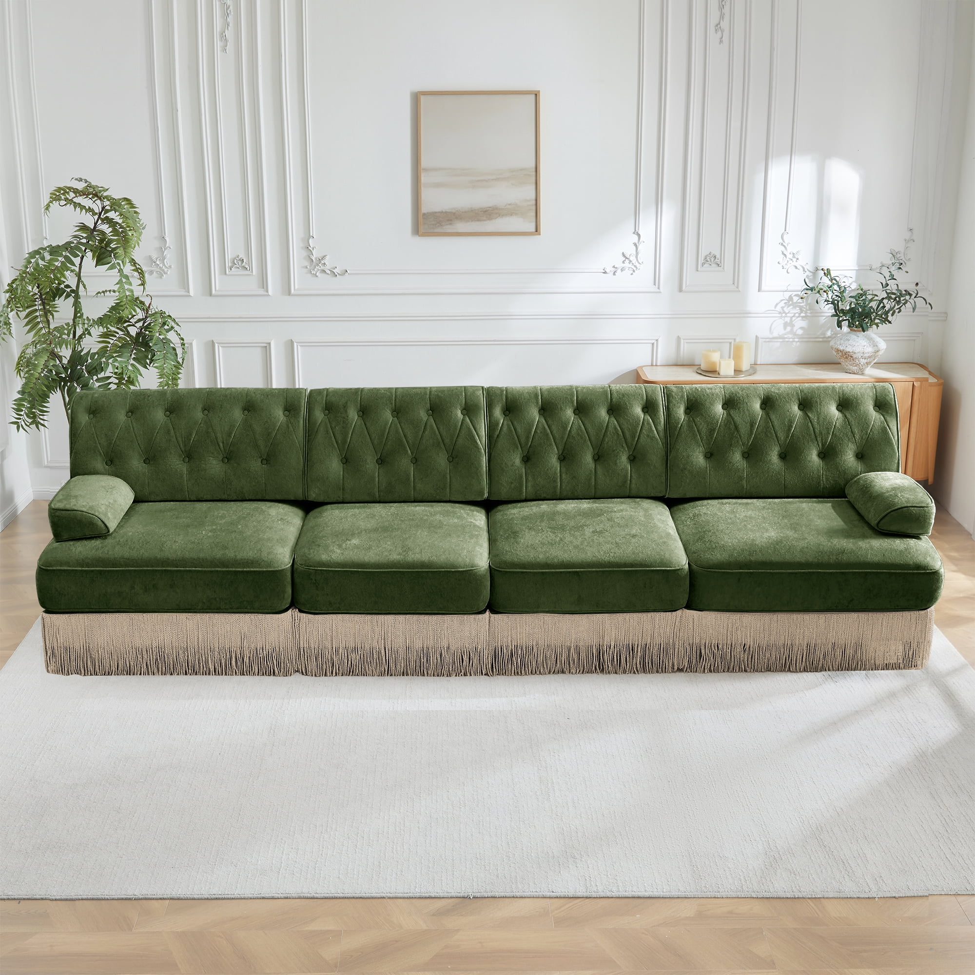 FFH 135.6" Oversized Sectionals for Living Room Velvet 4 Seat Couch Mid ...