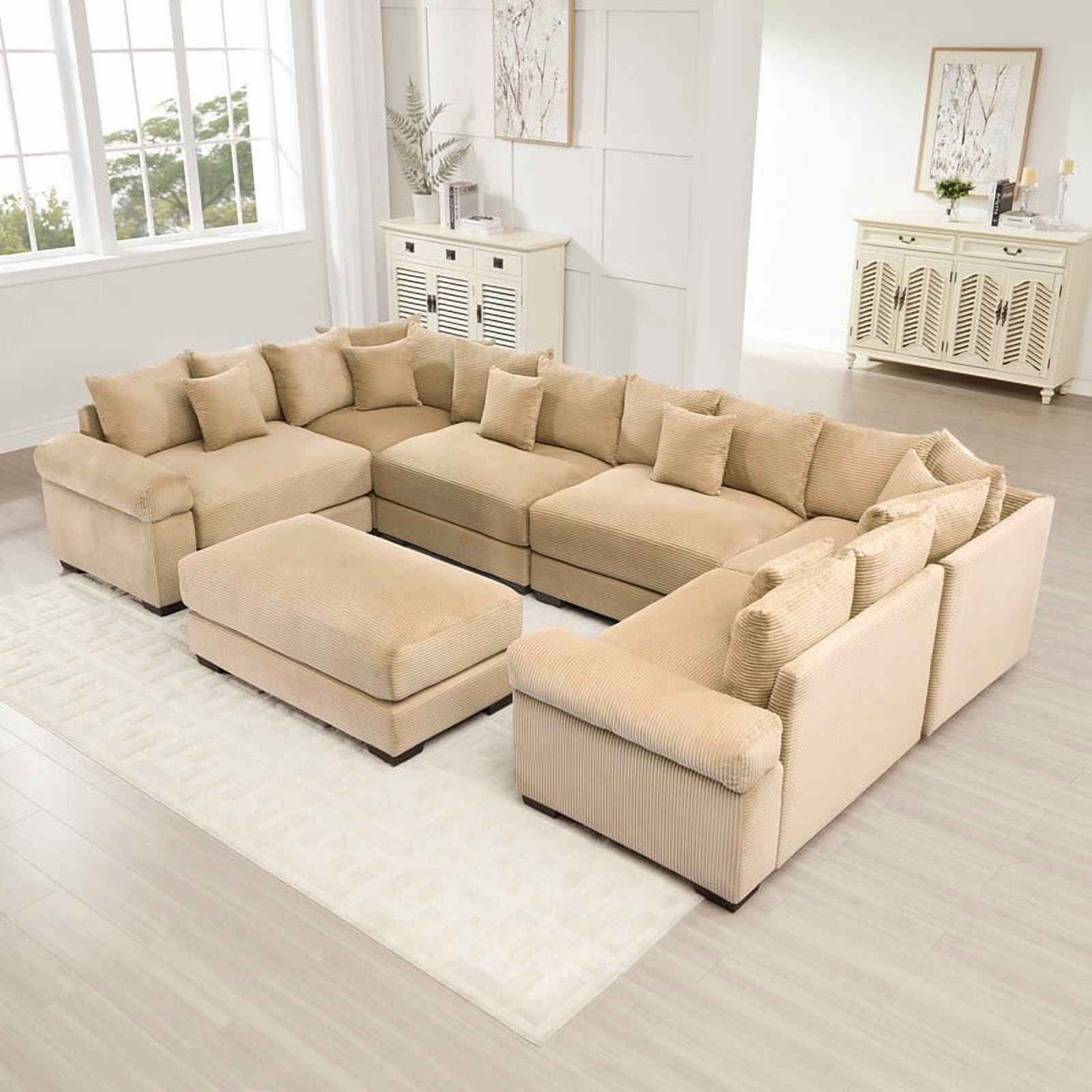 FFH 137.7" Oversized Modular Sectional Sofa, Convertible Living Room ...