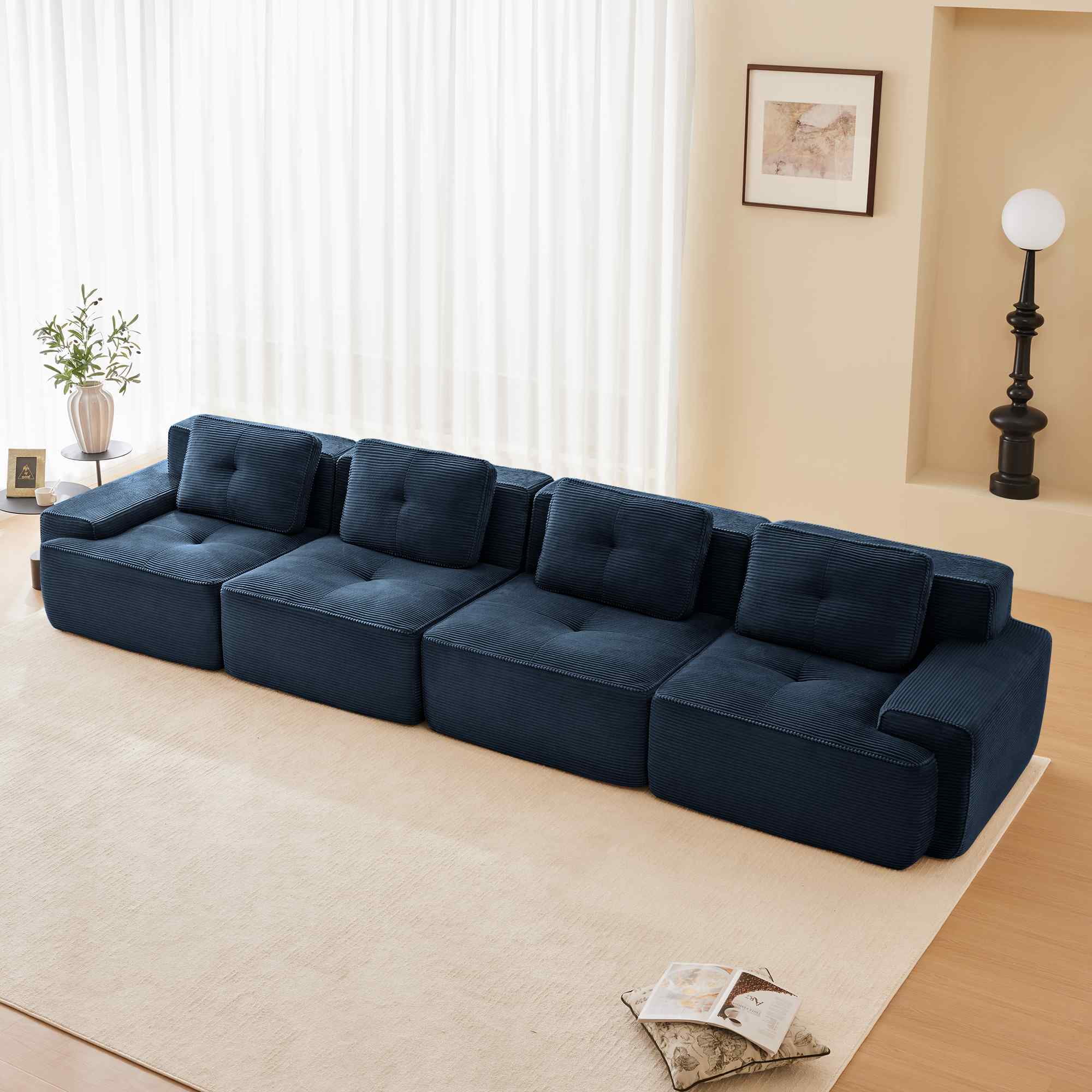 FFH Corduroy Sofa, 150" Oversized Sectional Sofa Cloud Modular Couch ...