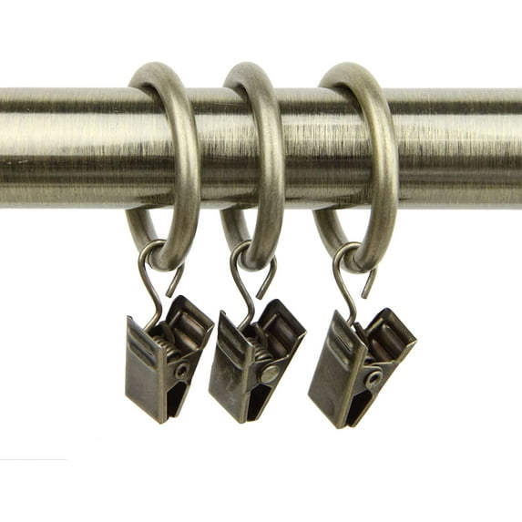 FFHAAD-10 Count 1-Inch Curtain Rings with Clip for Windows, Antique ...