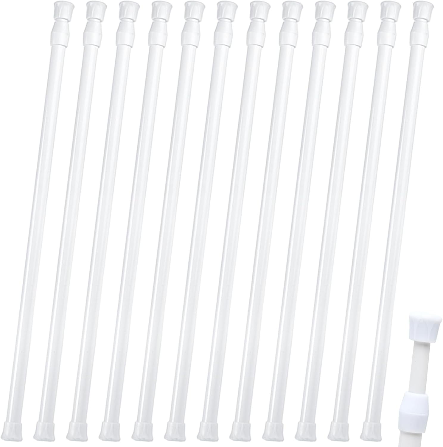 FFHAAD-12 Packs Small Tension Rods 16 to 28 inch, Spring Loaded Curtain ...