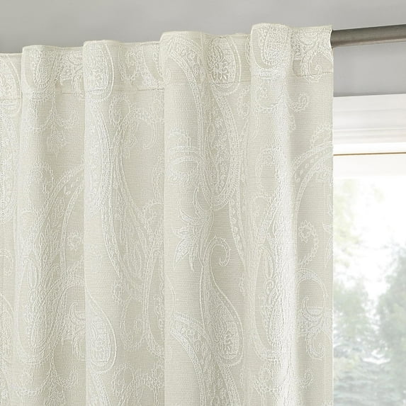 FFHAAD-Pedra Paisley Embroidery 100% Total Blackout Back Tab Curtain ...