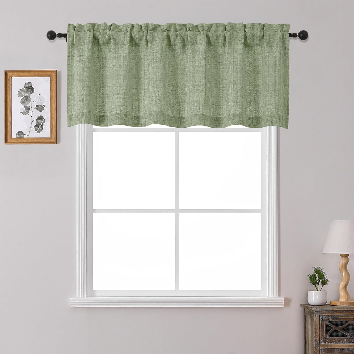FFHAAD-Sage Green Valances for Windows 1 Pcs 20 Inch Length, Light ...