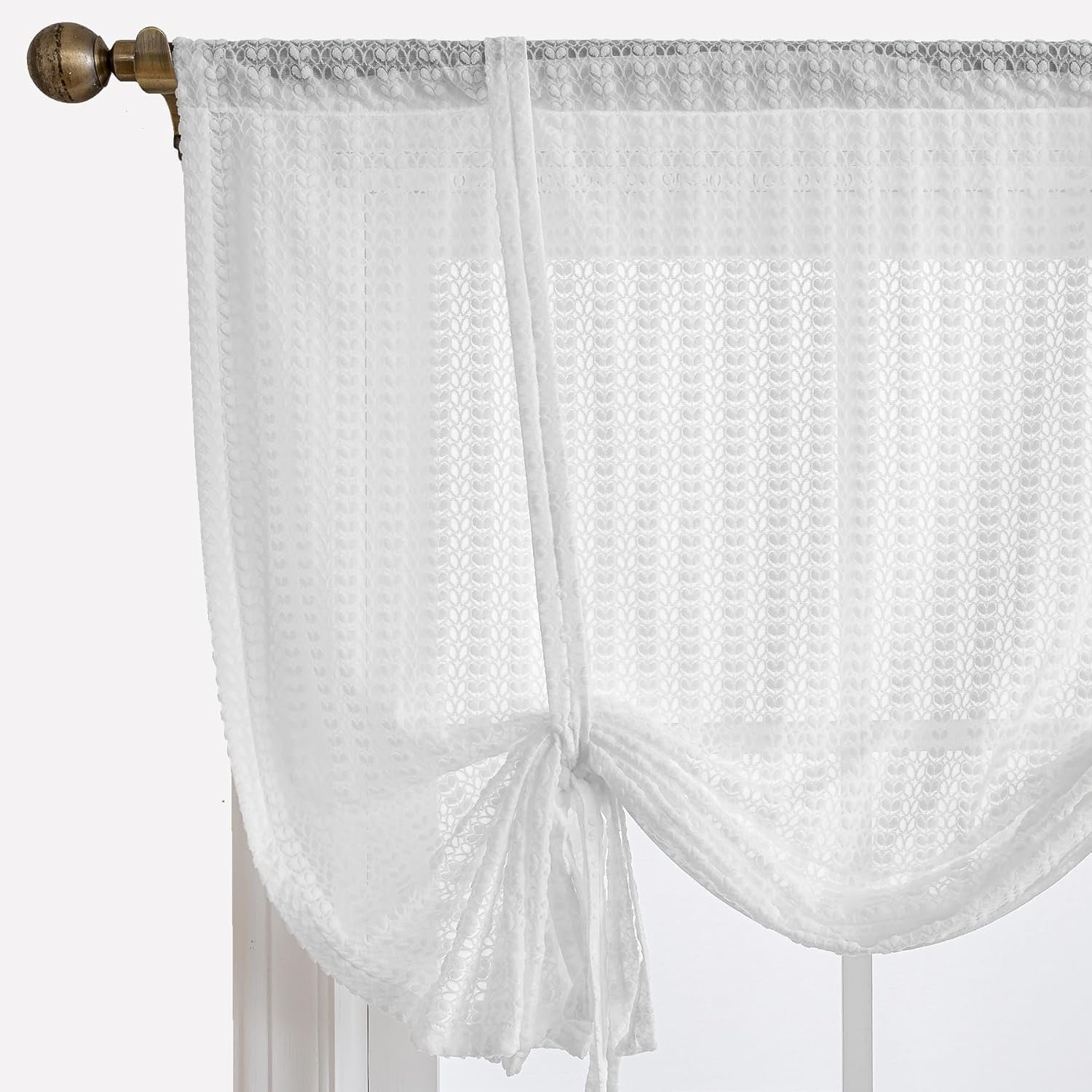 FFHAAD-Sheer Tie Up Curtain for Small Window Lace Rod Pocket Balloon ...