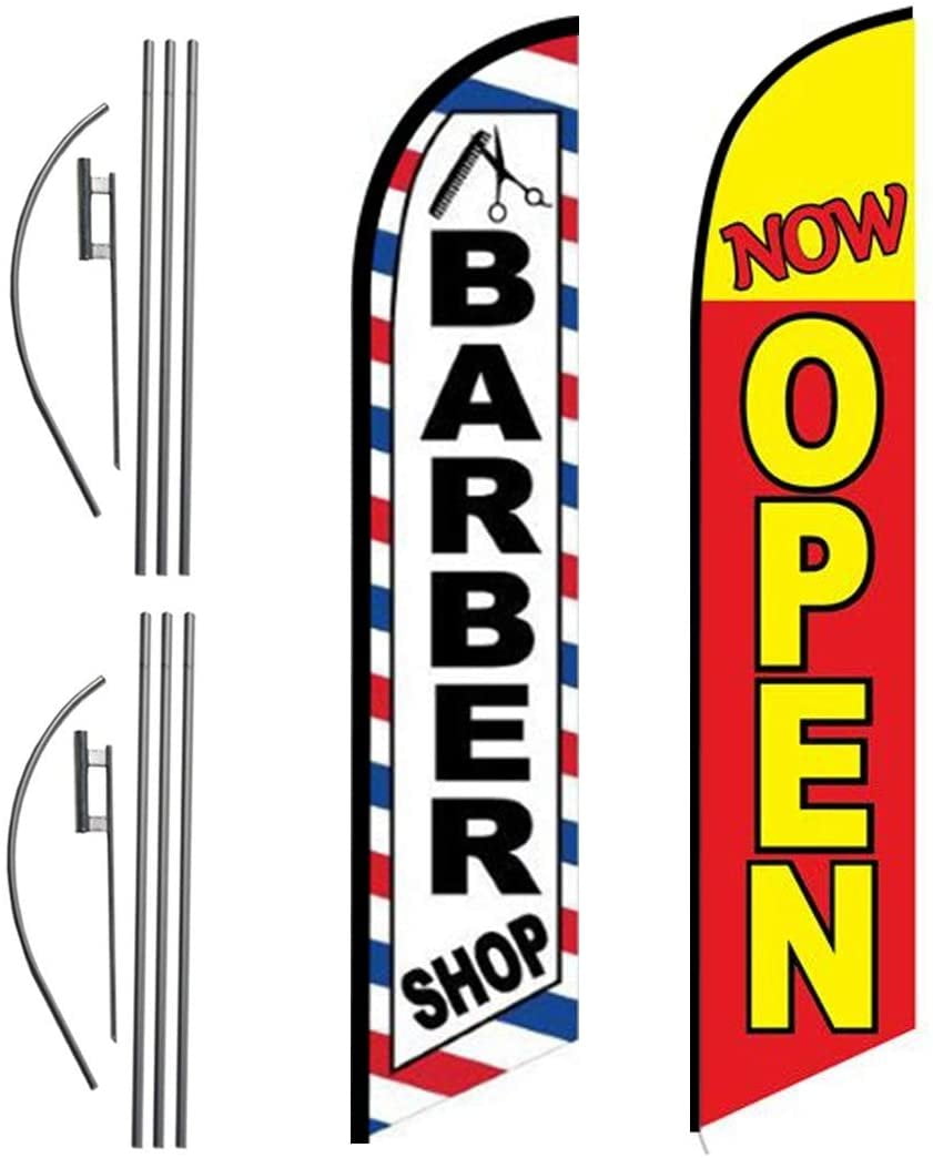 FFN Barber Shop and Yellow Now Open 15ft Outdoor Advertising Feather ...