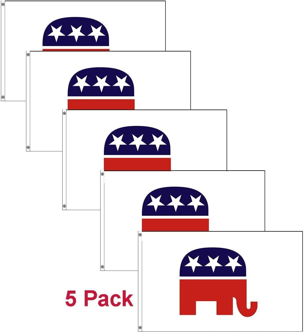 FFN Five Pack of 3x5 Foot Republican Flags, Polyester Flag with Canvas ...