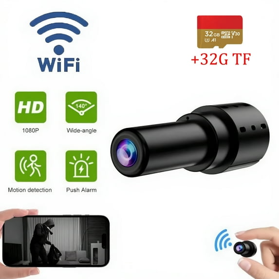 FFORCE 1080P Mini Surveillance Camera with WiFi Connectivity, Audio ...