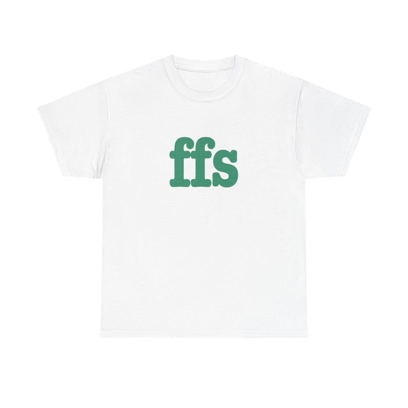 FFS Letter Art Tee, Bold Green Typography Graphic for Clean Minimalist ...