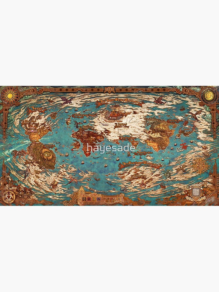 FFXIV Hydaelyn New World Map Dawntrail Fantasy Poster Framed-unframed ...