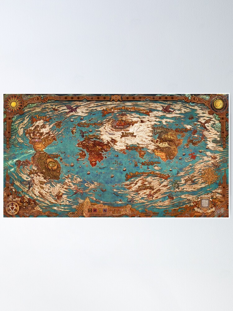 FFXIV Hydaelyn New World Map Dawntrail Fantasy Poster - Walmart.com