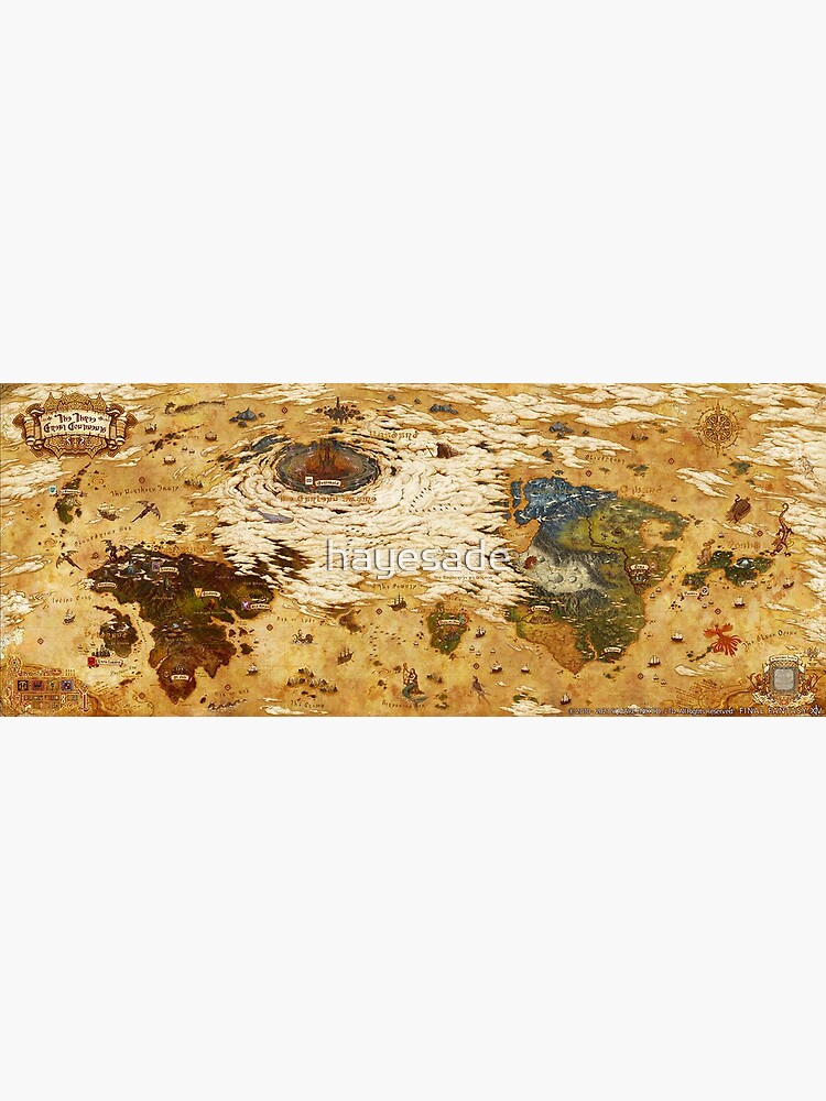 FFXIV New Updated World Map Hydaelyn Eorzea Canvas Poster Decor ...