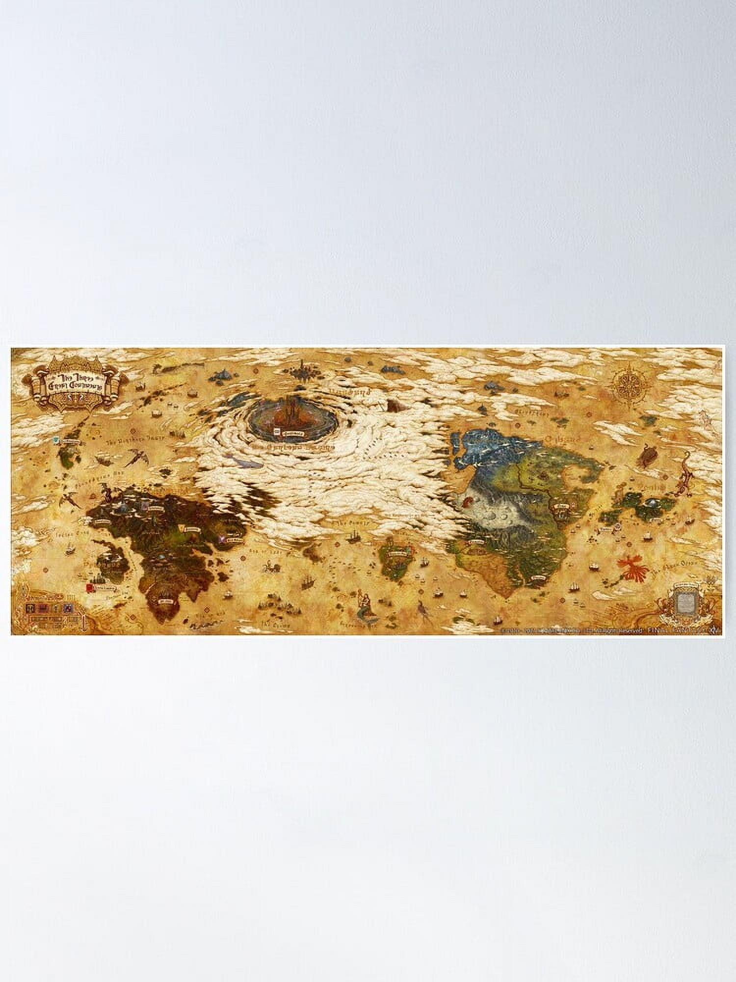 FFXIV New Updated World Map Hydaelyn Eorzea Poster - Walmart.com