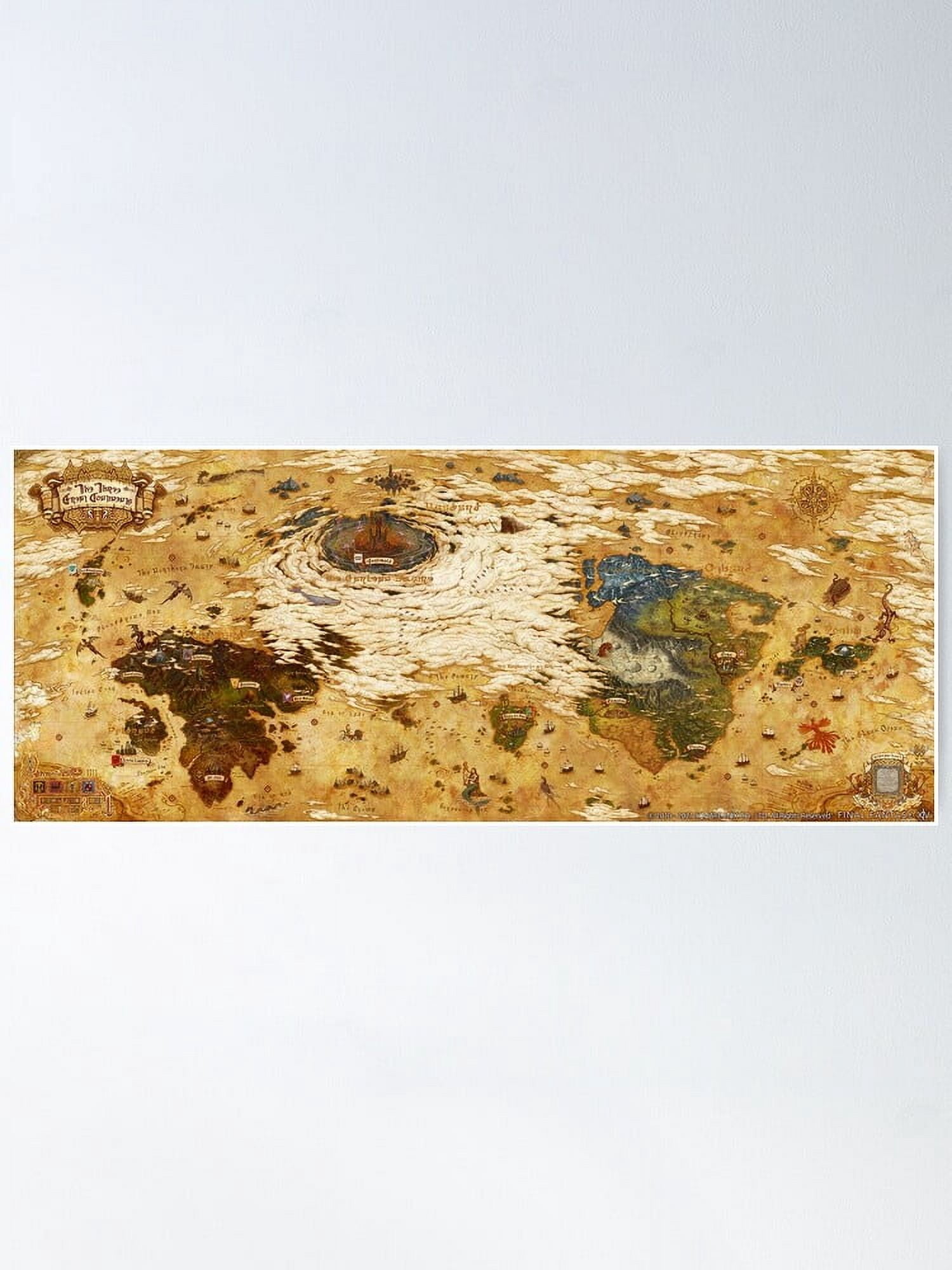 FFXIV New Updated World Map Hydaelyn Eorzea Poster - Walmart.com