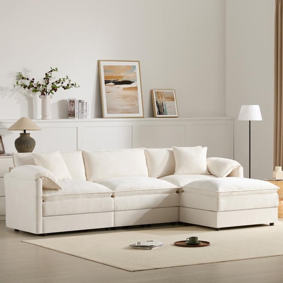 FFZ 103 inch Modular Sectional Sofa, L-Shaped Chenille Couch with ...