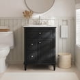 FFZ 24" Modern Bathroom Vanity with Sink - Solid Wood/MDF, 3 Drawers ...