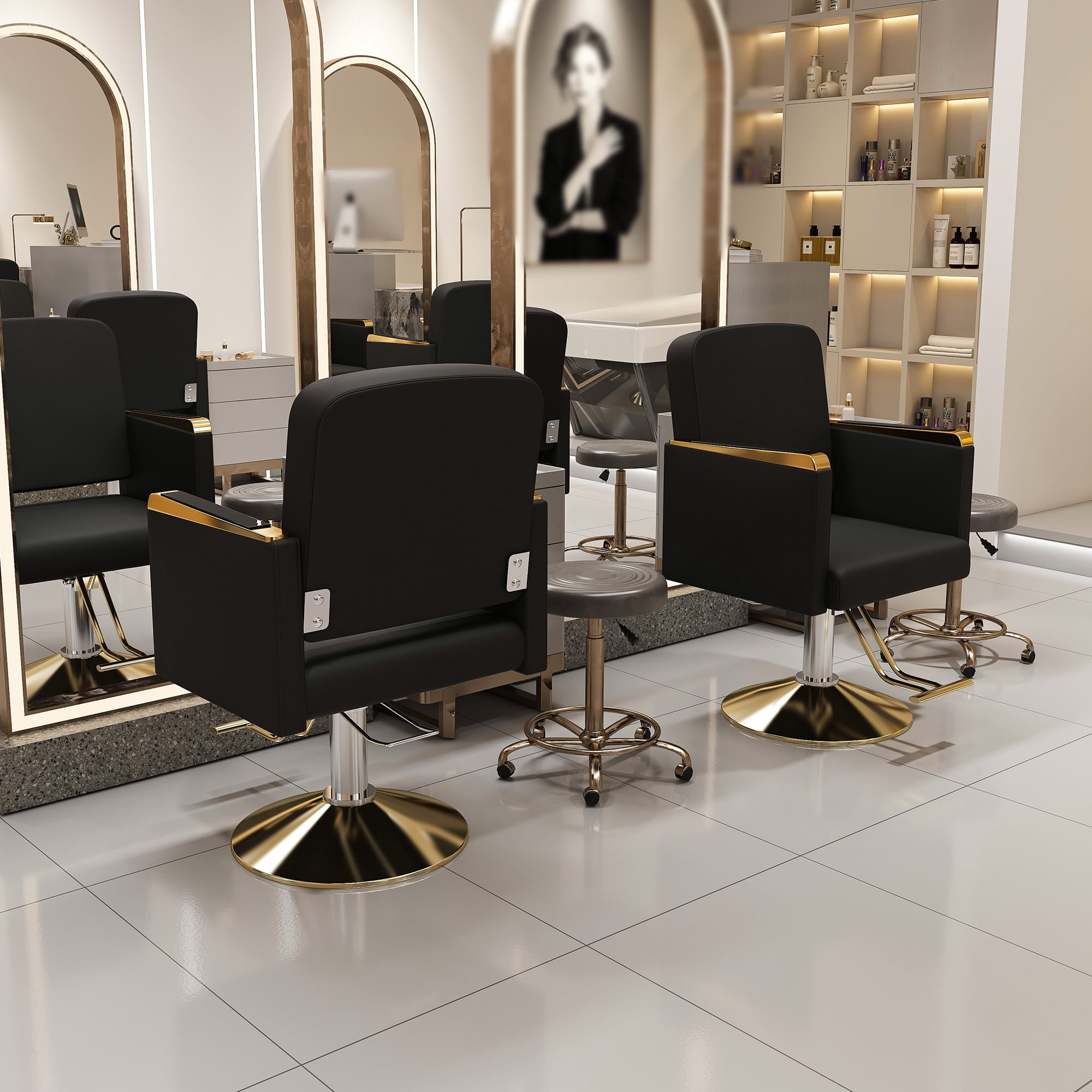 FFZ Hydraulic Salon Chair 360 Swivel Professional Barber Chair, Black ...