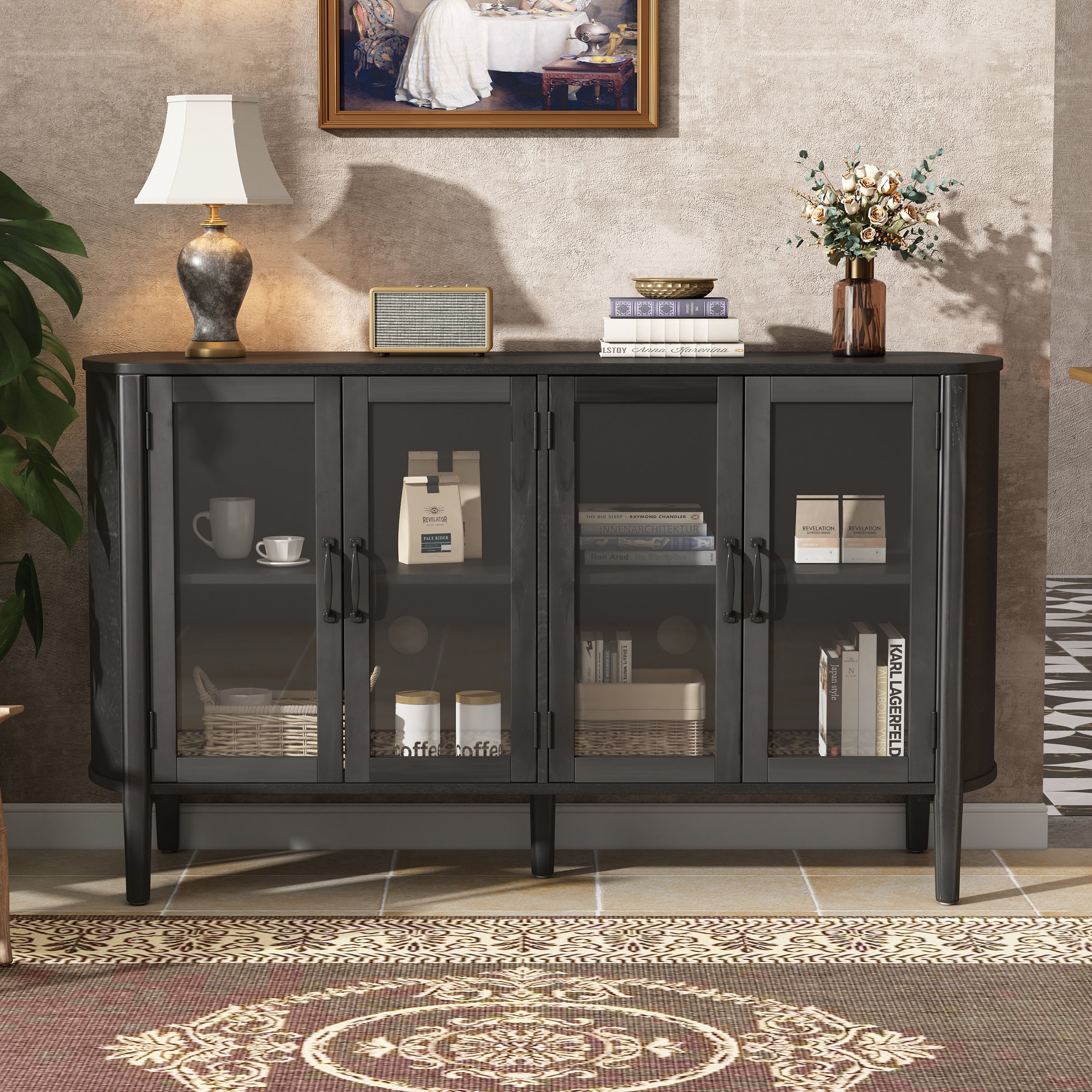 FFZ Large 4-Door Storage Cabinet with Stylish Design for Living and ...