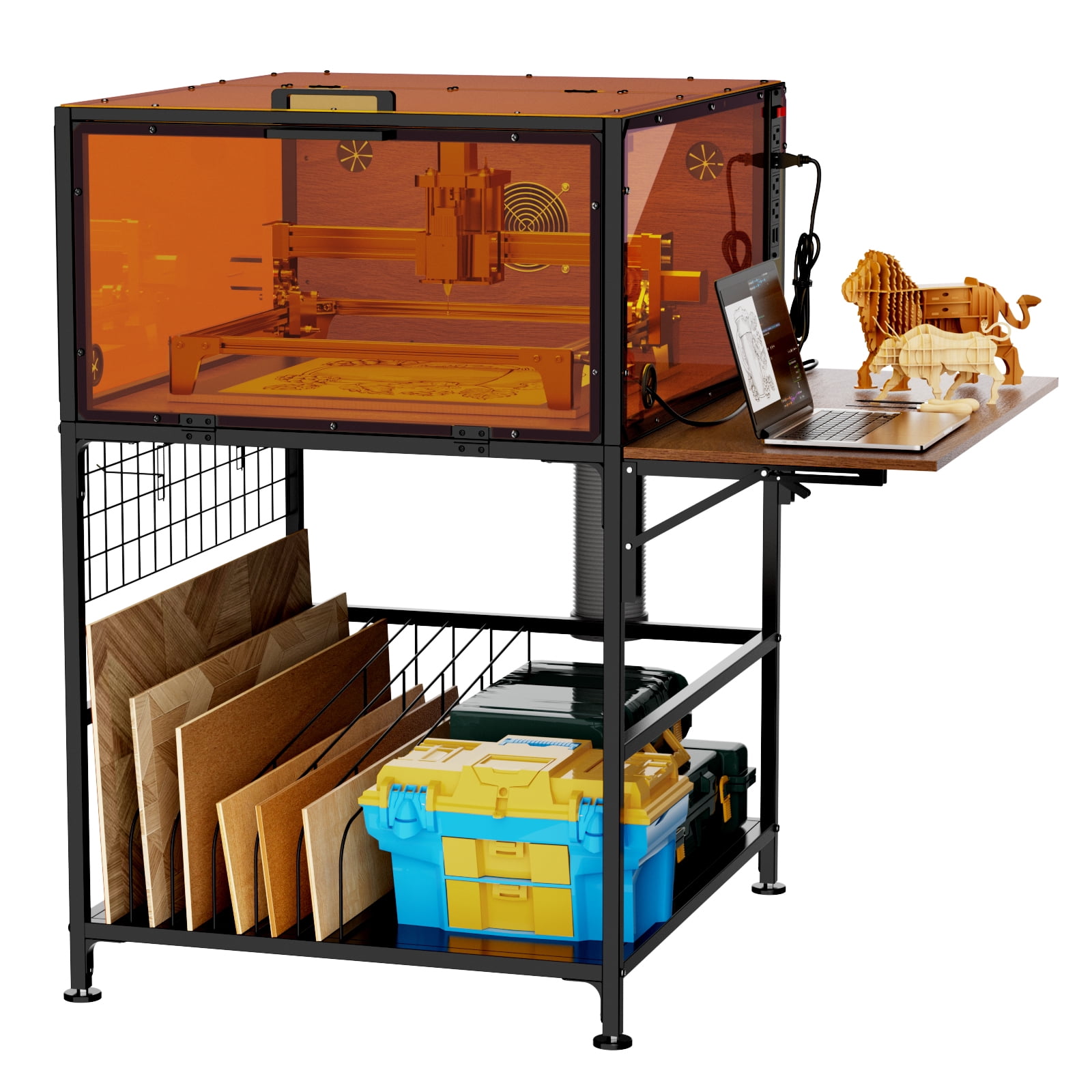 FFZ Laser Engraver Enclosure Cabinet with Exhaust Fan and Foldable Side ...