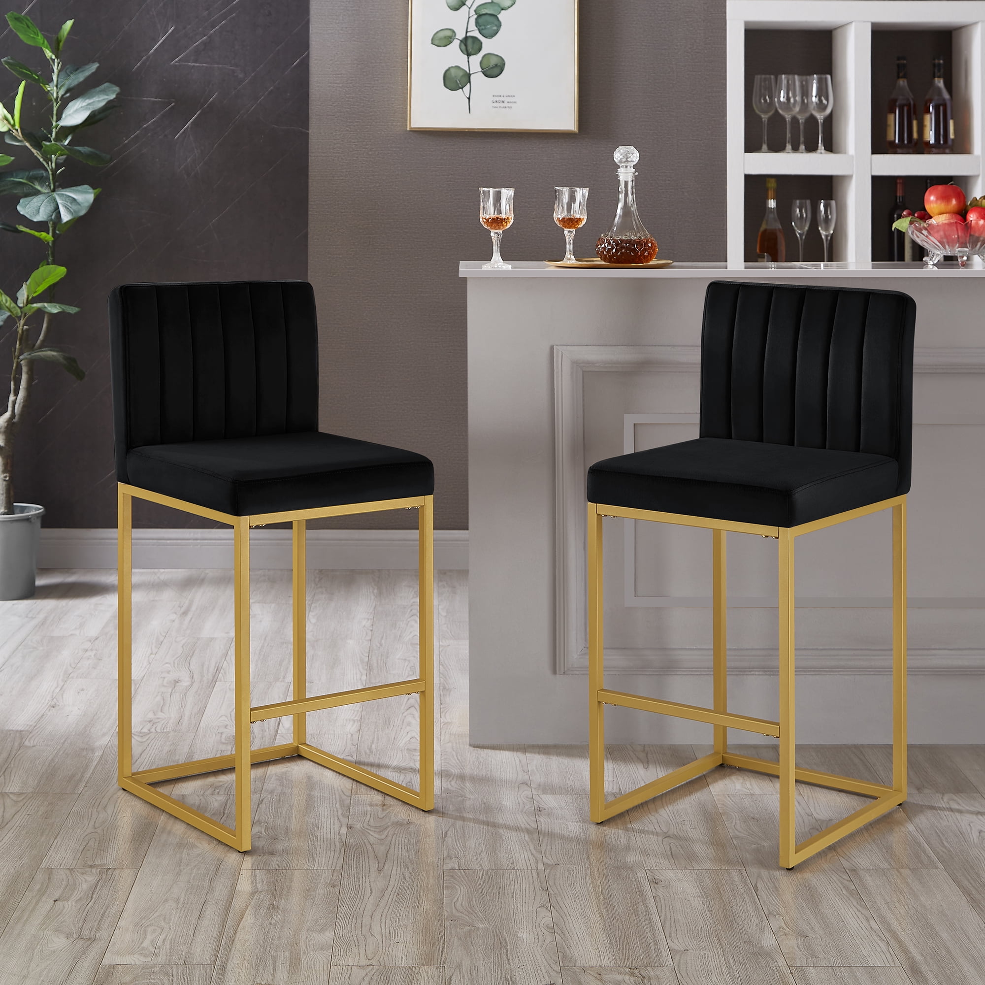 FFZ Modern Fashion Counter Height Stool with Full Backrest and Iron ...