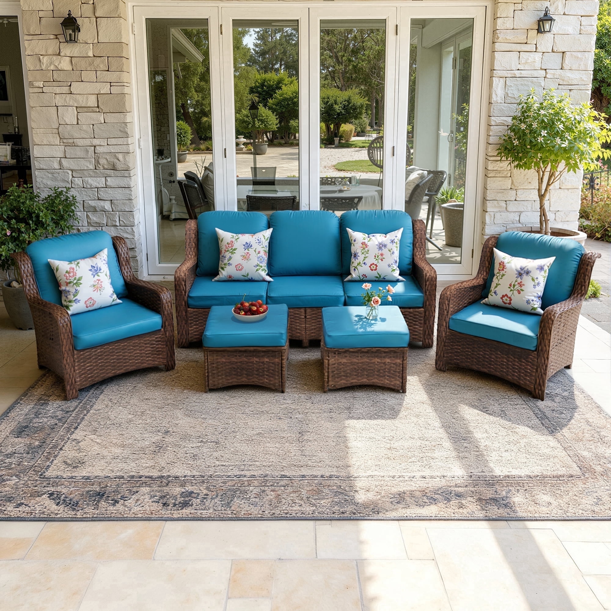 FFZ Classic Adult 1-Piece Wicker PE Rattan Weatherproof Outdoor ...