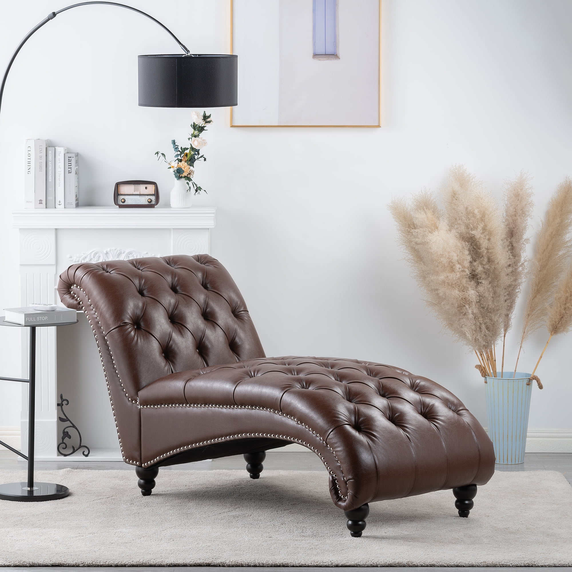 FFZ Tufted Armless Chaise Lounge with Bubble Nails for Living Room ...