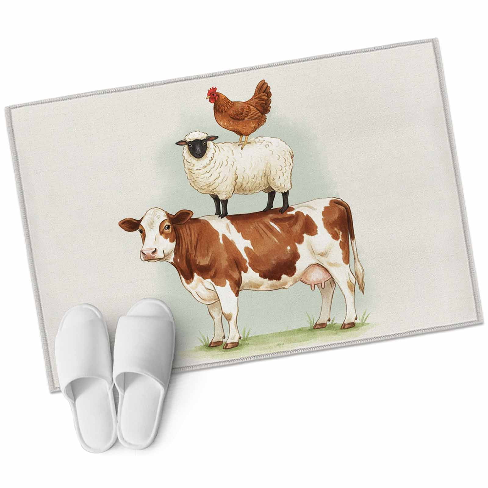 FFarmhouse Animals Bathroom Rug Washable 2x3 Entryway Rug Non Slip Farm ...
