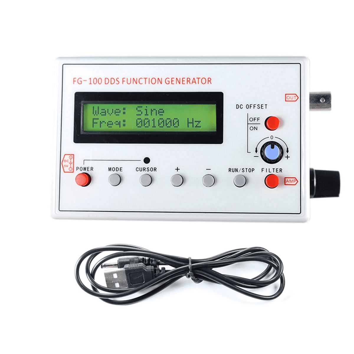 FG-100 DDS Function Signal Generator Frequency Counter 1Hz - 500KHz Module Sine+Square+Triangle ...