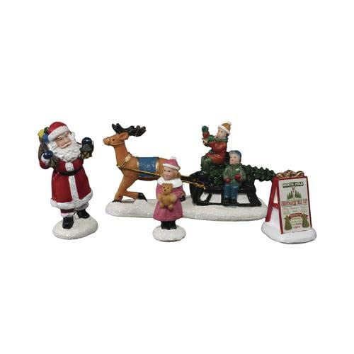 FG Square Christmas Scene Village Accessory North Pole Tree Lot 4 Piece ...