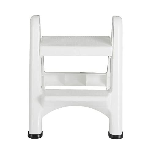 FG420903WHT EZ Two Step Durable Folding Plastic Ladder Step Stool with ...