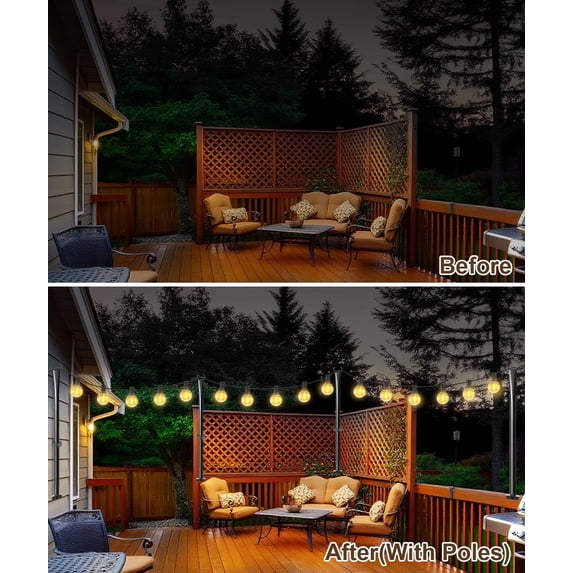 FGERFE-2 Pack String Light Poles for Deck, 5Ft Heavy-Duty Metal Deck ...