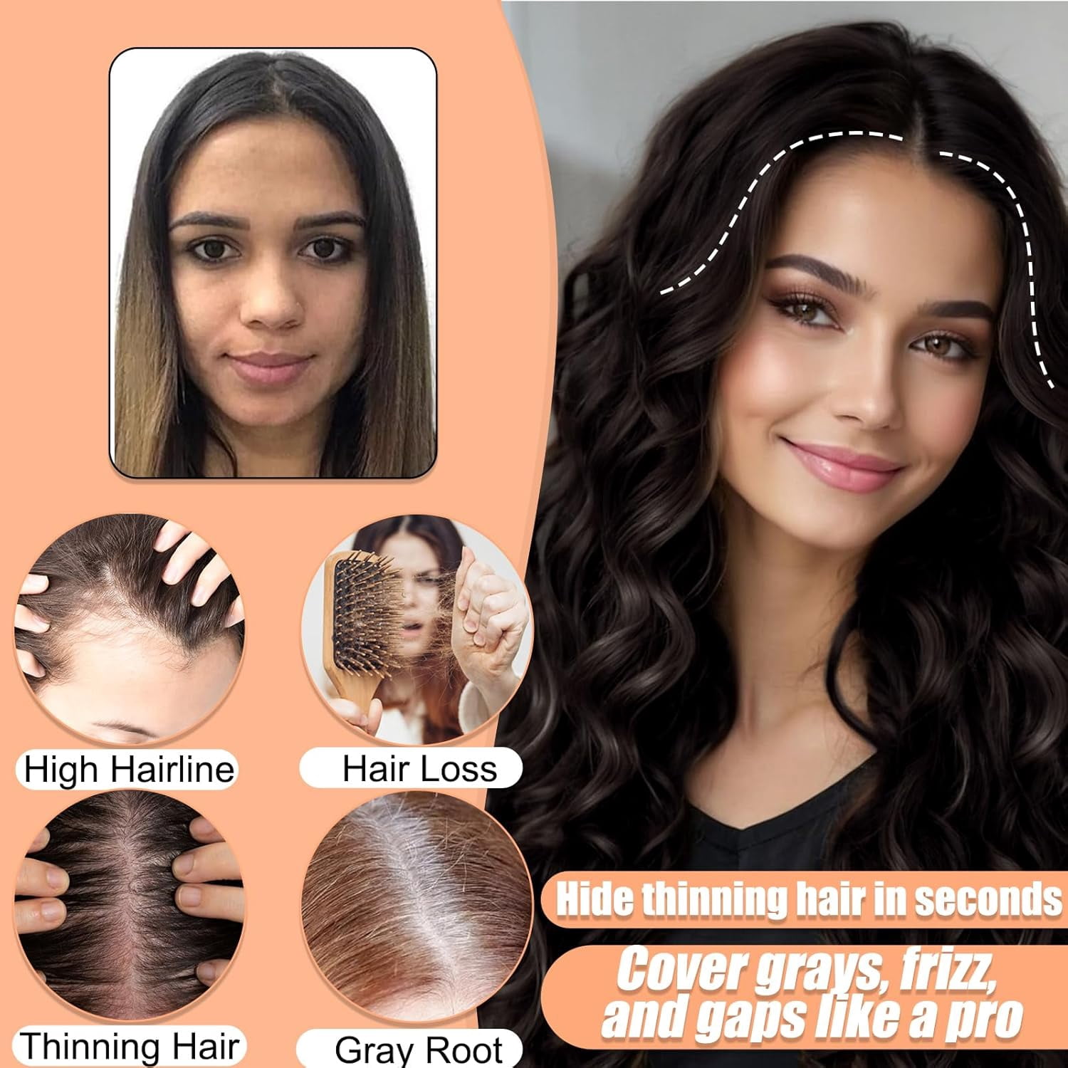 FGERFE-20'' Long Wavy Hair Toppers for Women with Thinning Hair 360 ...
