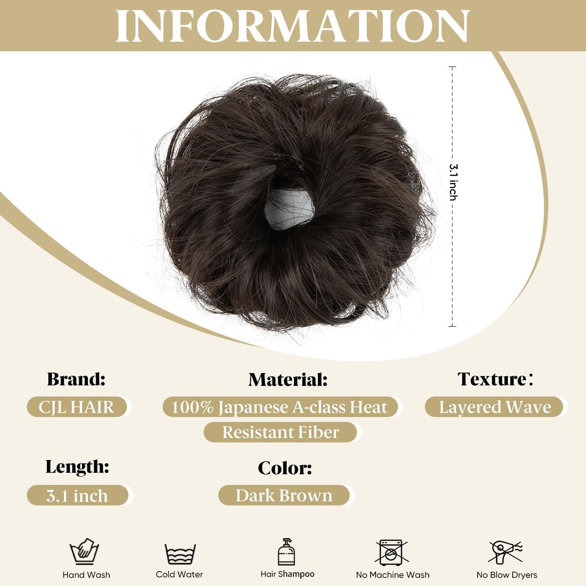 FGERFE-2PCs Small Cute Messy Bun Hair Piece for Thin Hair Women Girl ...