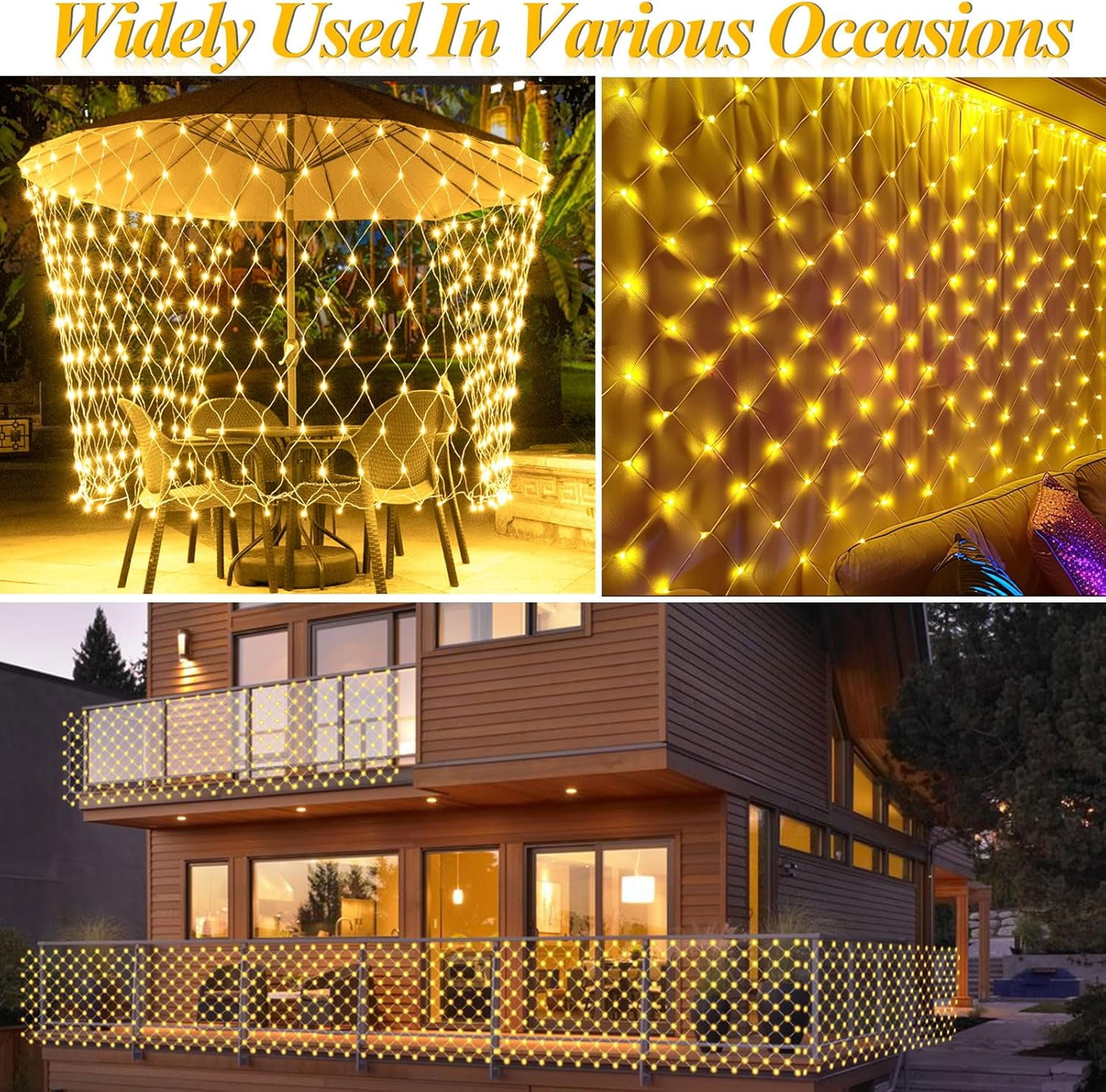FGERFE-300 LED Net Lights, 14.8ft x 5ft 8 Modes Christmas Outdoor Mesh ...