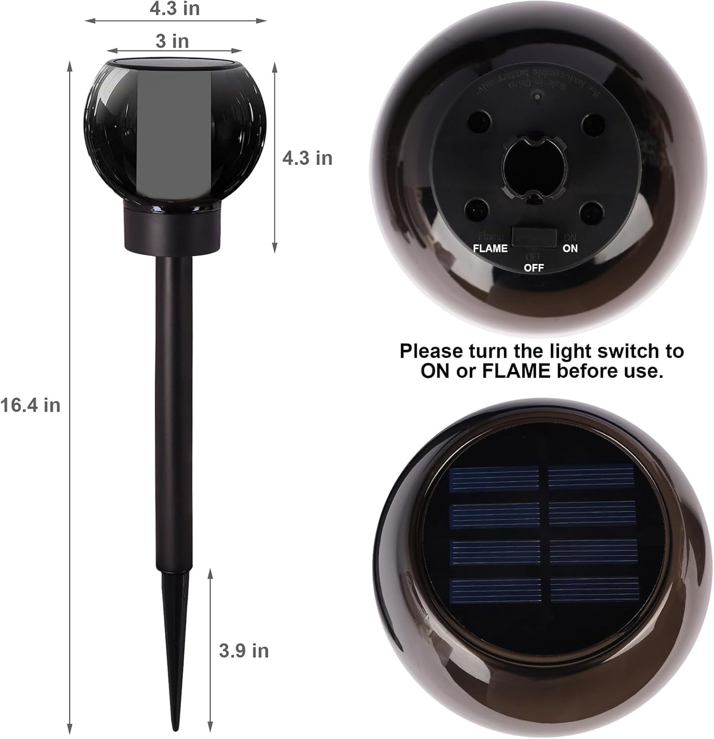 FGERFE-4 Pack Solar Torch Lights Outdoor, Flickering Flame Pathway ...