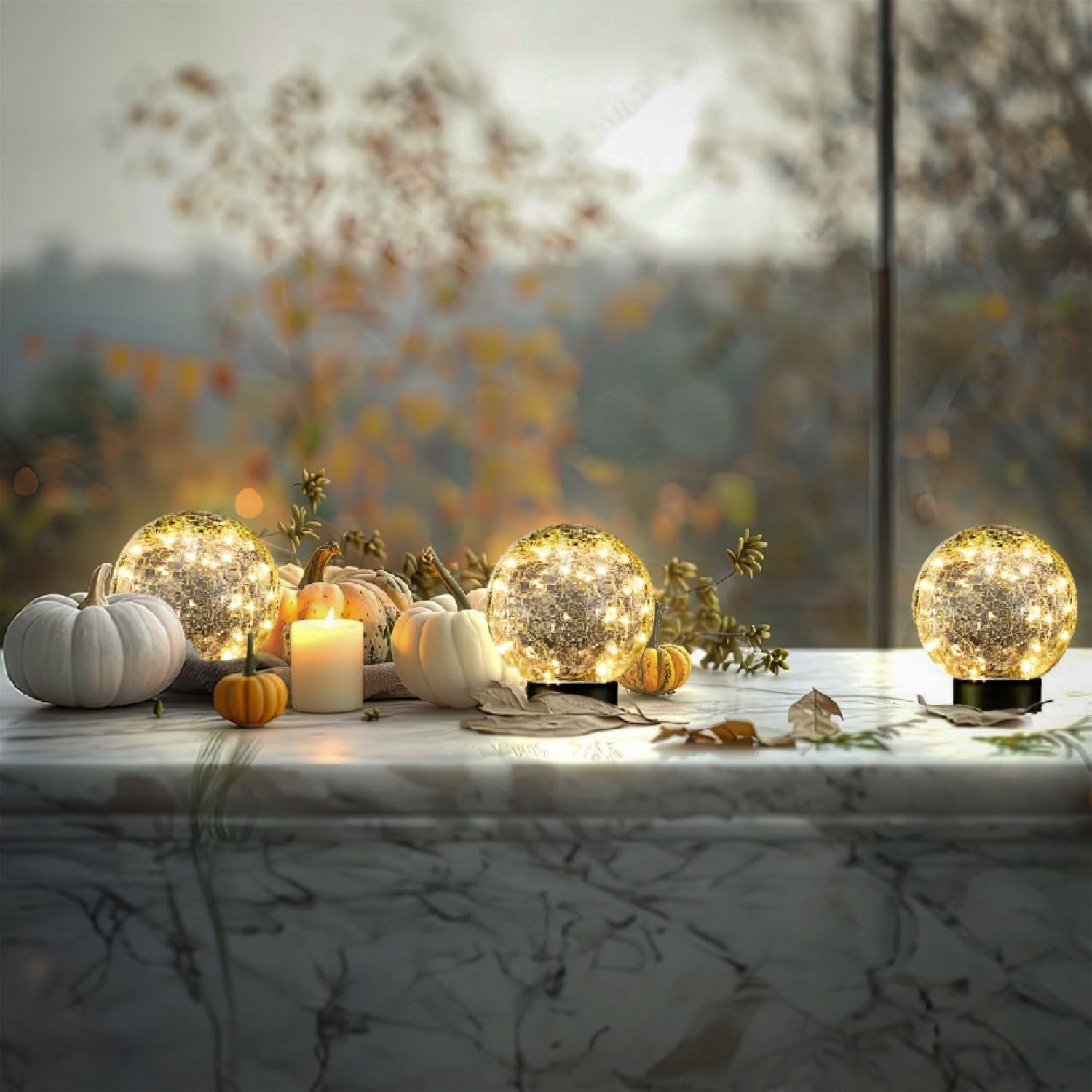 FGERFE-6" Crackle Globe LED Light, Rechargeable and Solar Operated ...