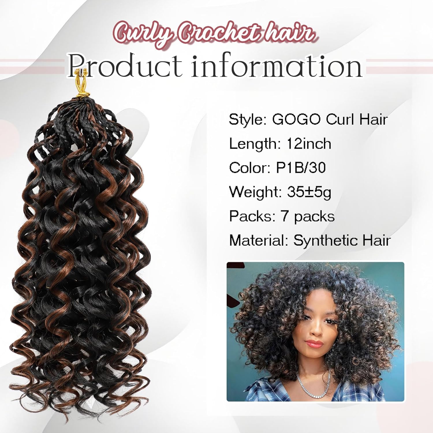 FGERFE-7 Packs Gogo Curl Crochet Hair for Women 12 Inch Pre-Twisted ...